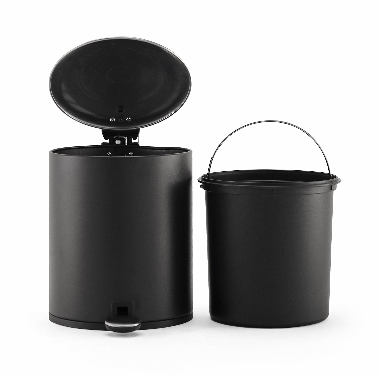 Shop Black Iron Pedal Circular Dustbin with Lid-Large - at Best Price ...