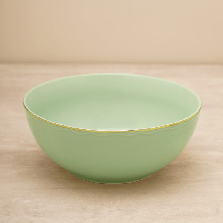 Shop Green Porcelain Serving Bowl With Gold Rim - at Best Price Online ...