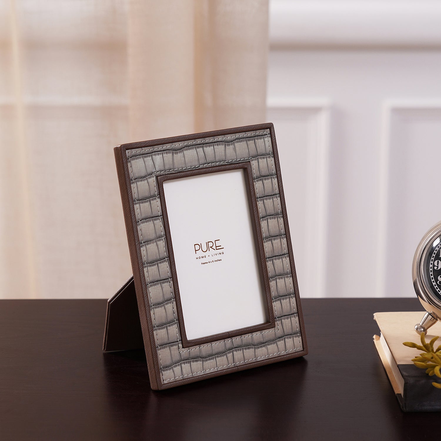 Brown Croc Pattern Faux Leather Photo Frame - Small